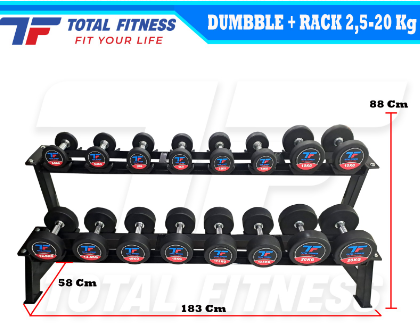 Dumble Set 2,5-20KG + Rak — Total Fitnes